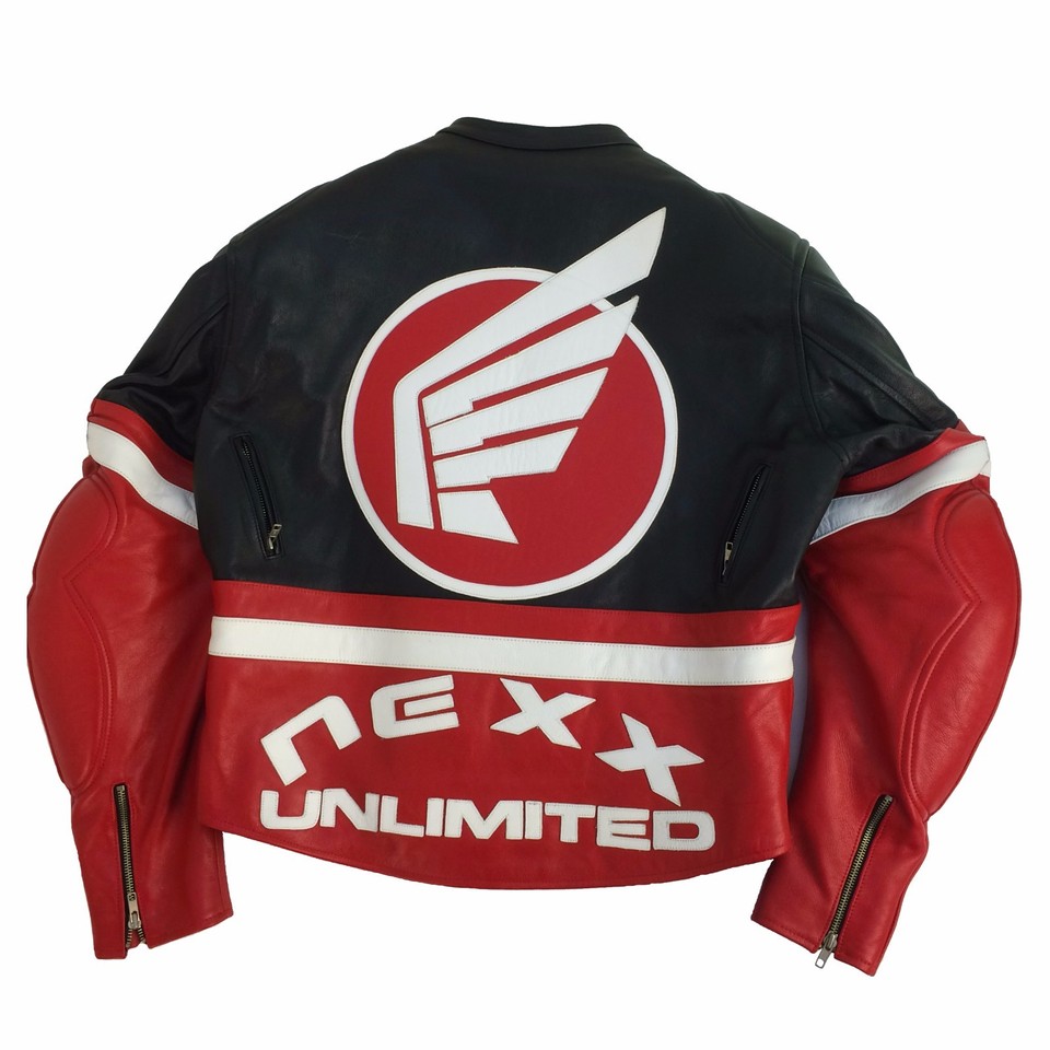 NEXX UNLIMITED RACING MEN'S LEATHER JACKET, NEX-0962 BLACK/RED/WHITE | eBay