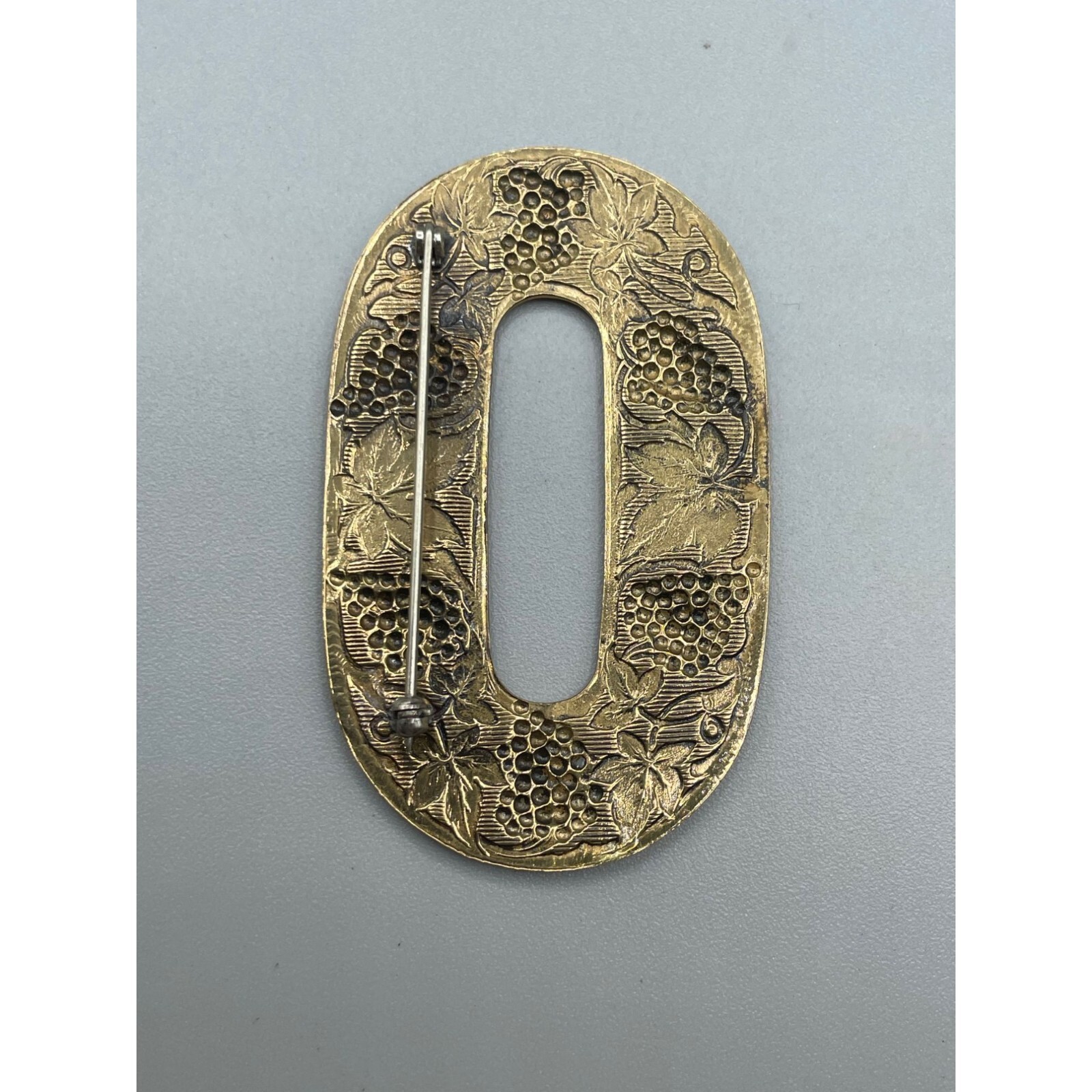 Vintage Older Pin Brooch Embossed Grape and Leaves Design Gold Tone ...