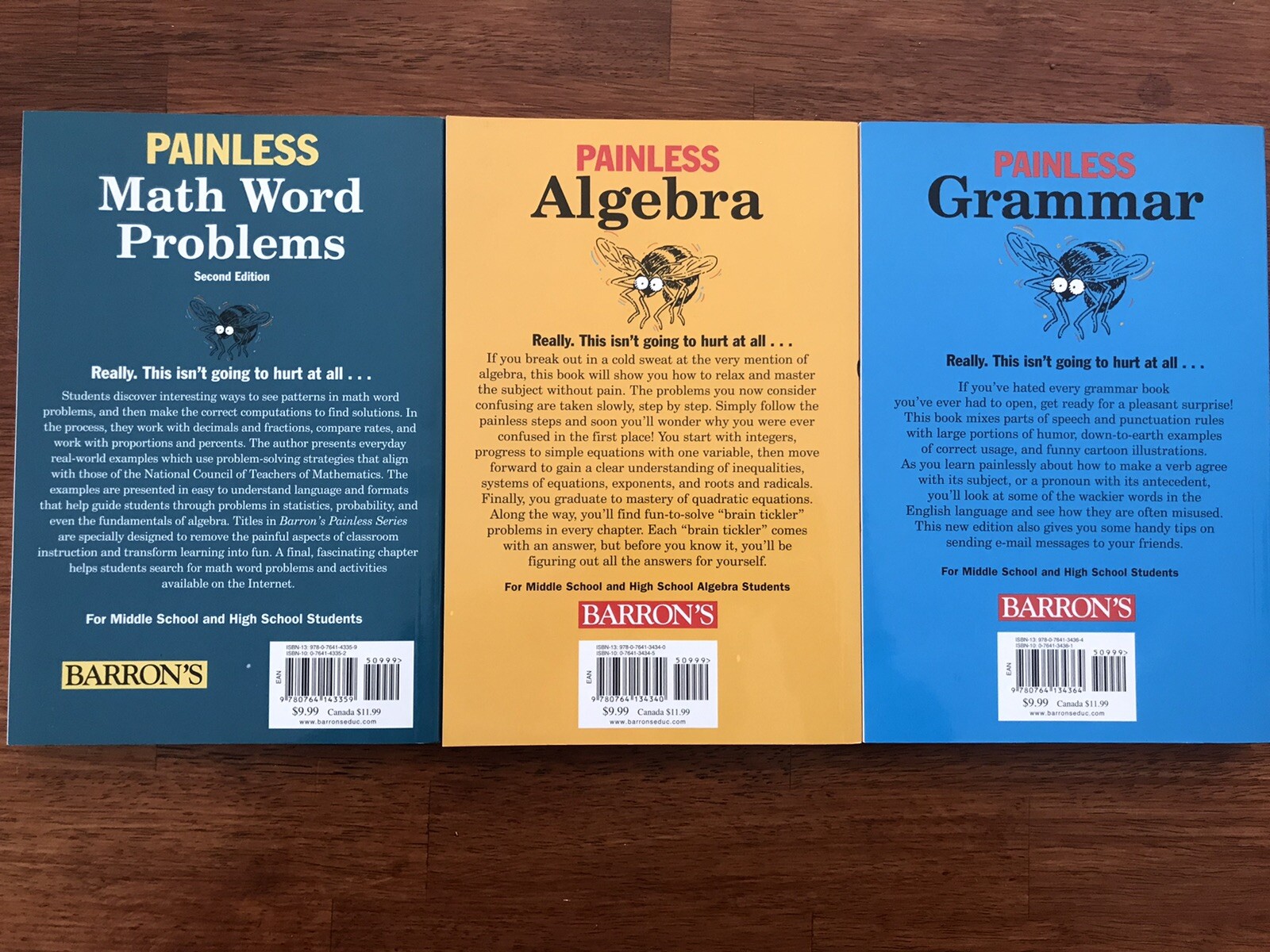 3 Pack Barron's Painless: Algebra, Grammar, Math Word Problems ...