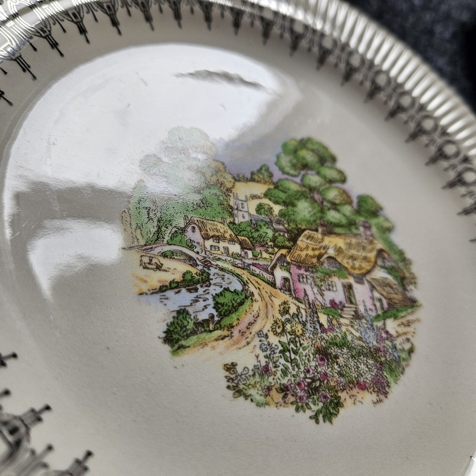 Salem Old Eire Bread B Bread & Butter Plate Scenic Palladium Gold ...