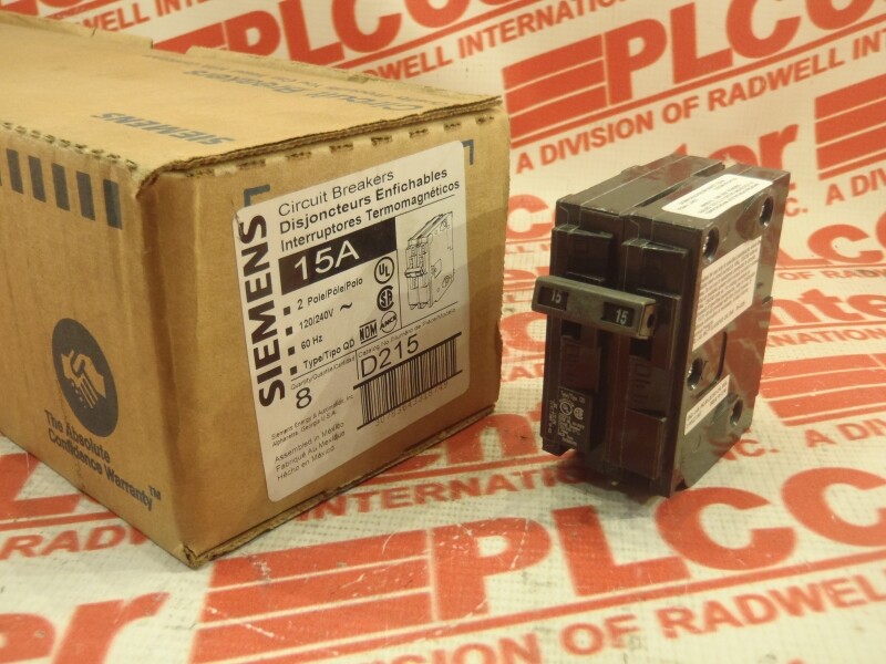 Siemens D215 Circuit Breaker Qo Replacement 15 Amp Double Pole for sale ...