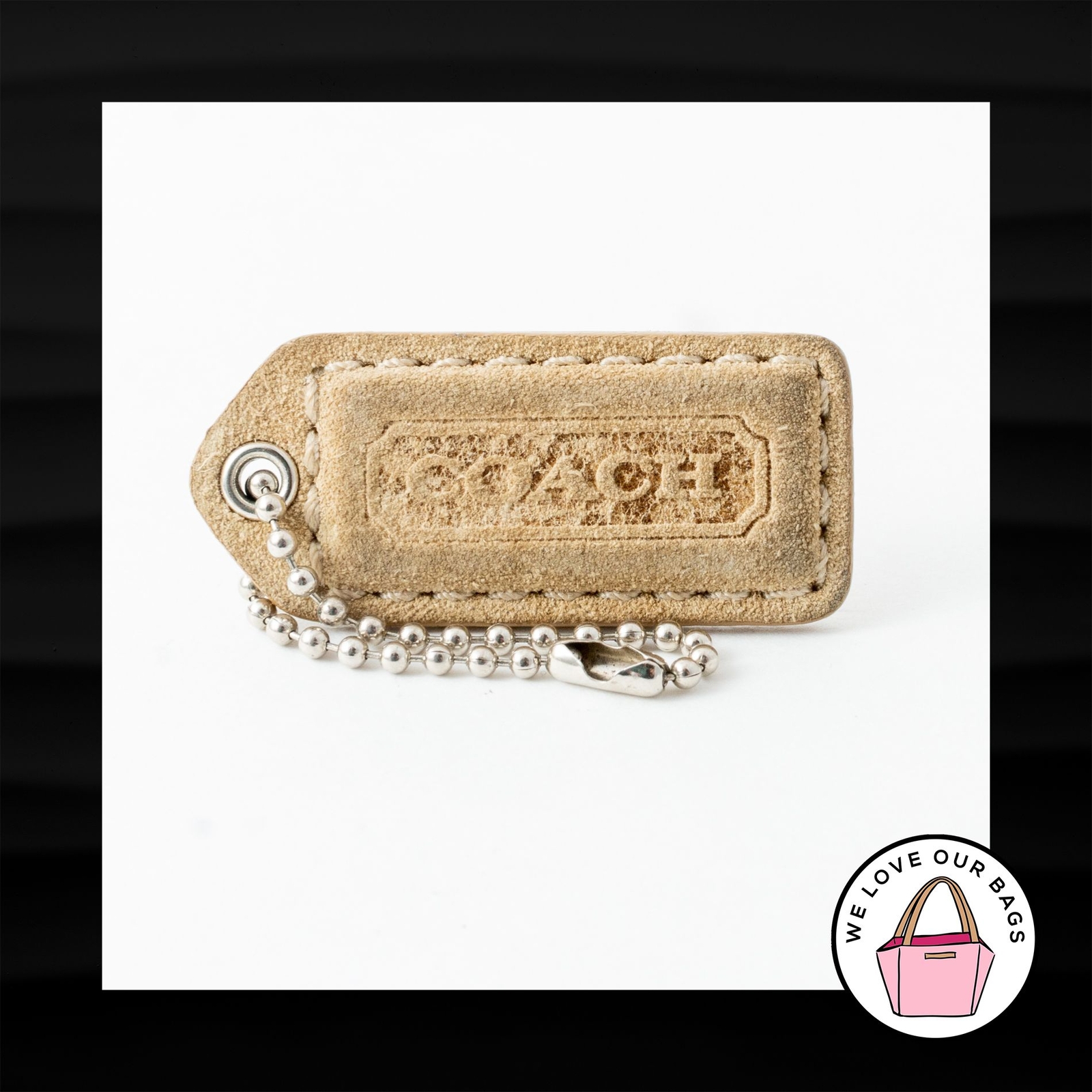 2" Medium COACH TAN SUEDE LEATHER KEY FOB BAG CHARM KEYCHAIN HANGTAG ...