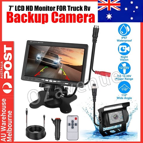 7" Rear View Kit HD LCD Monitor+Reverse Camera For Truck Caravan VAN RV ...