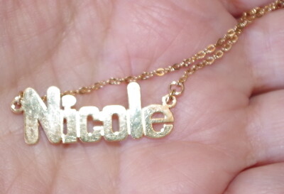 Italy Fine 14K Gold Filled Nicole Name Pendent & Diamond cut Curb Chain ...