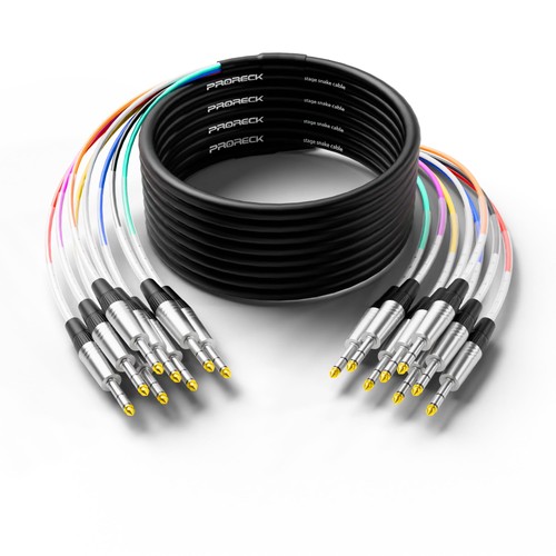 25ft Snake Cable, 8-Channel Shielded Audio Cable 1/4'' TRS to 1/4'' TRS ...