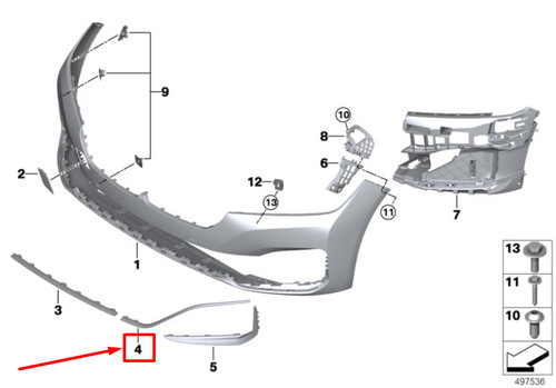 BMW G11 FRONT RIGHT BUMPER PROTEC. RUBBER STRIP 7475224 51117475224 NO ...