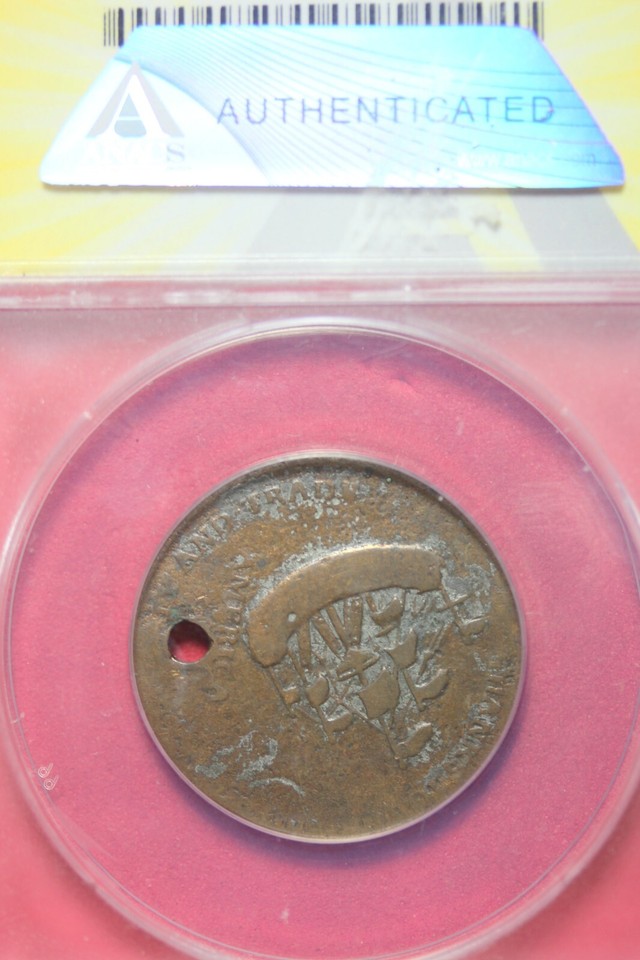 1766 ANACS TOKEN VG8 DETAILS WILLIAM PITT HALF PENNY HOLED #B43544 | eBay