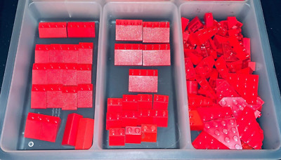 Lego Red Roof Tiles Lot 1x4 short 14 1x2 long 1x4 long 11 1x2 short ...