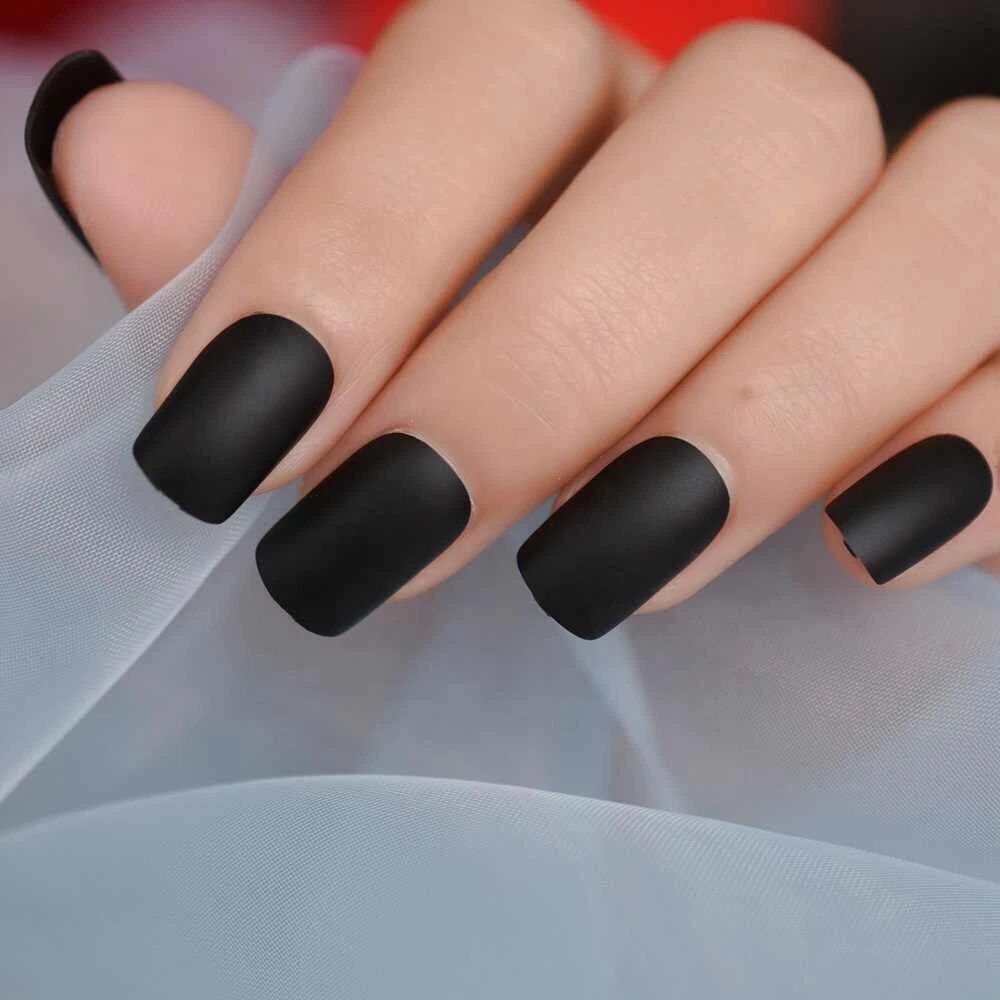 Matte Black Square Acrylic Nails