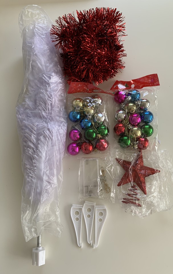 Santa’s Studio White Christmas Tree 2 Foot Tinsel Battery LED Ornament ...