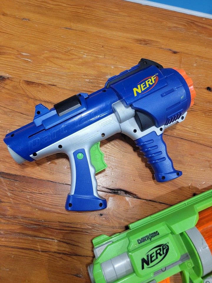 NERF Fury Fire Blaster & Dart Tag Toy Guns~ Drum Revolver, Green, Blue ...