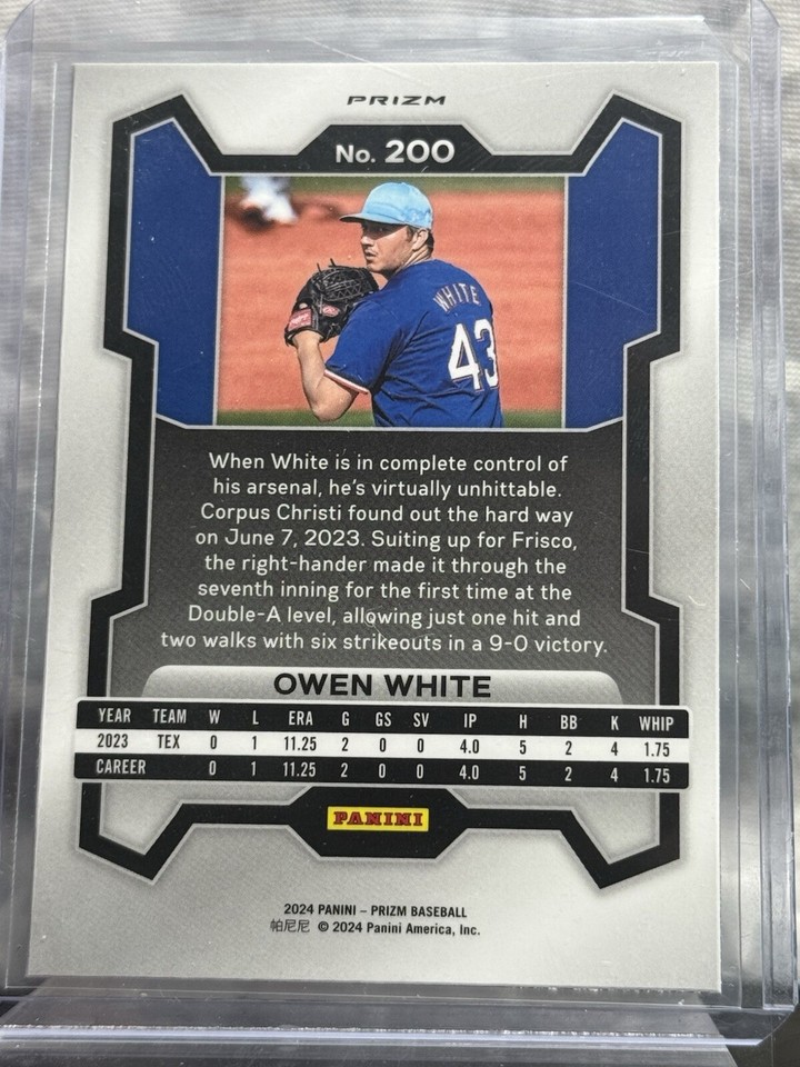 2024 Panini Prizm Baseball Ruby Wave #237 Owen White Texas Rangers | eBay