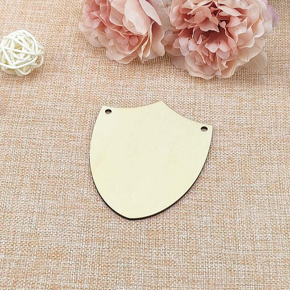 20Pcs Wooden Shield Shapes Cutouts DIY Craft Embellishments Unfinished ...