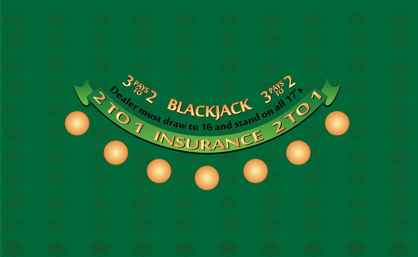 Blackjack Table Layout Felt - Pays 3 to 2 - Green - Professional Casino ...