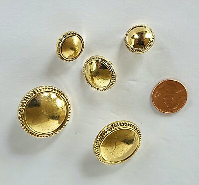 5 Vintage Round Disk High Polish Goldtone Shank Style Buttons~ Sizes ...