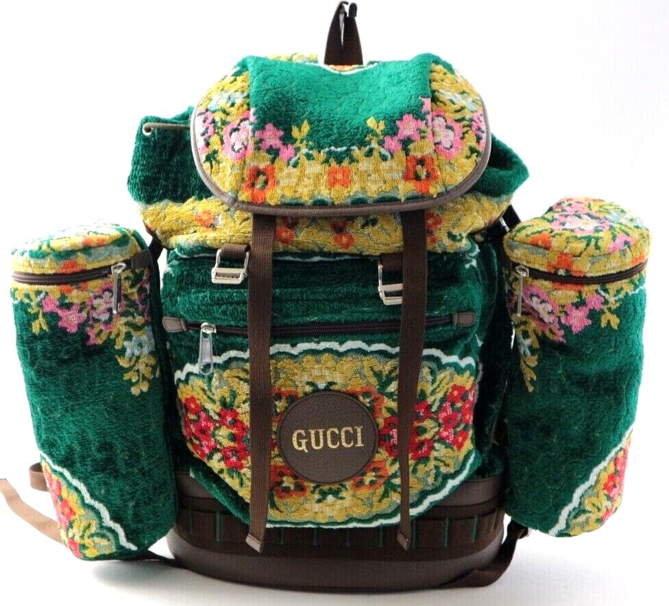 Gucci Alpina Floral Velvet Green Multi Backpack | eBay