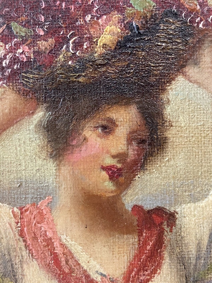 🔥 Antique Old 19th c English Impressionist Woman Portrait Oil Painting ...