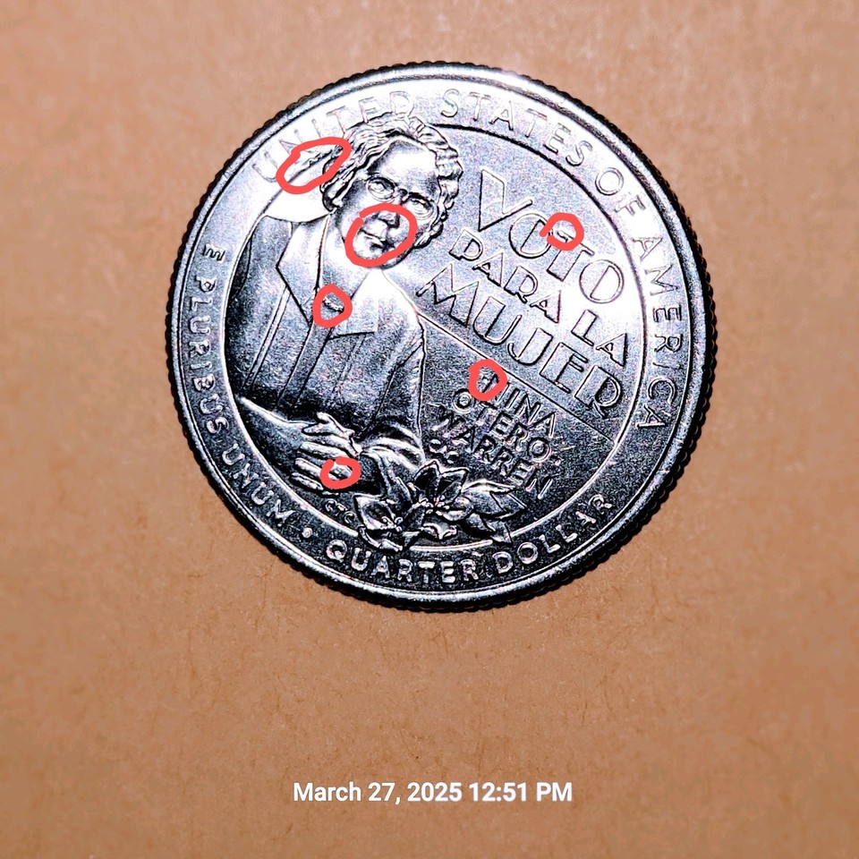 2022 P Error Quarter "Nina Otero-Warren" DDO, DDR, cud mark, pitting ...
