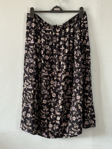 Debenhams Dark Navy Floral Viscose Skirt Size 20 Elastic Waist | eBay UK