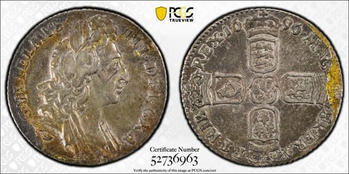 1696 Great Britain 6 Pence Early Harp Pcgs XF Detail Nice Looking Coin ...