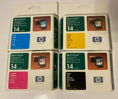 4 Genuine HP14 Printheads BK C M Y for HP CP1160 d125 d135 d145 d155 ...