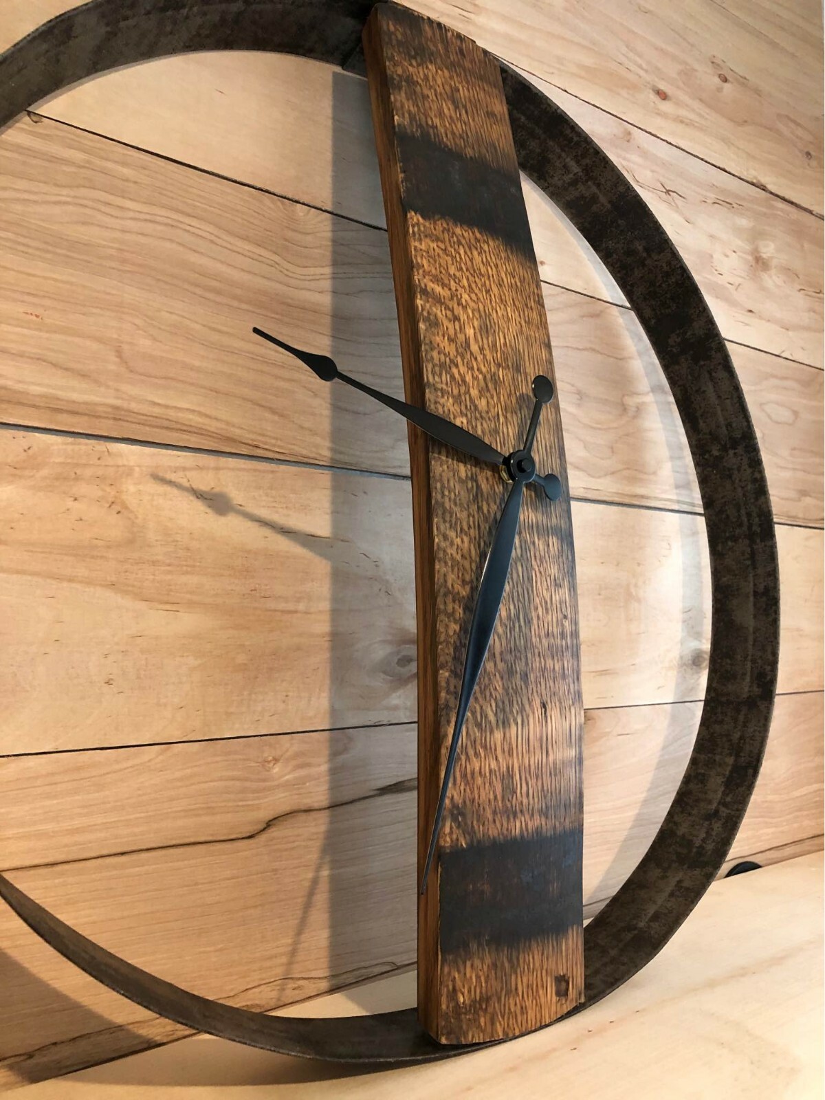Repurposed Whiskey Barrel Ring and Stave Clock | eBay
