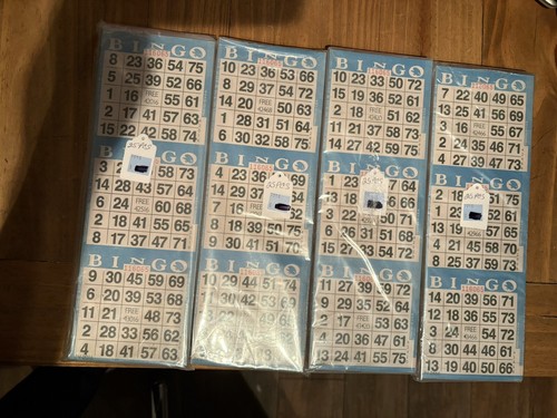 BINGO PAPER Cards sheets 3 on 10 Blue Border Starburst - 4 Packs Of 25 ...