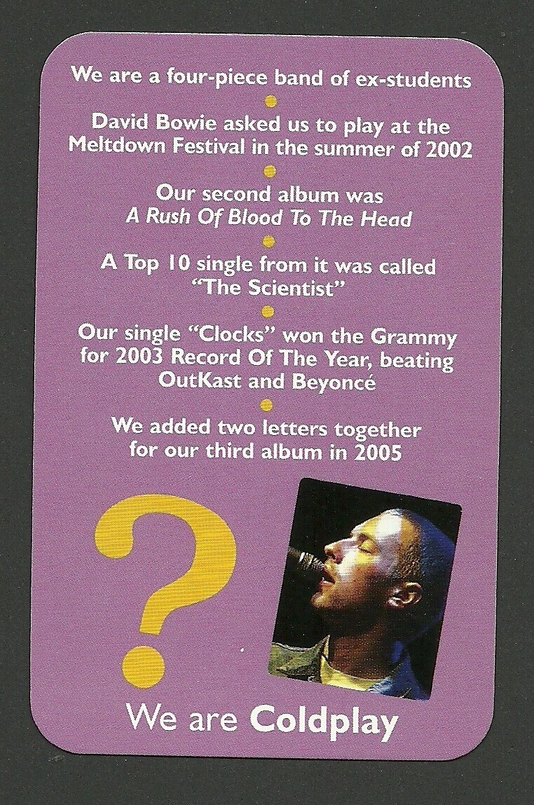 Coldplay #R Pop Rock Music Card | eBay