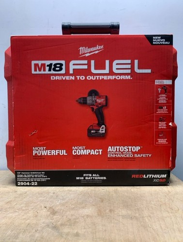 Milwaukee 2904-22 M18 FUEL 18V 1/2" Cordless Hammer Drill/Driver Kit ...