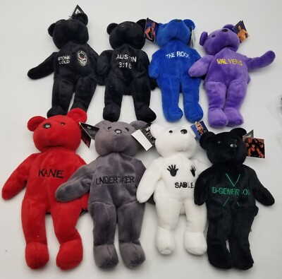 1998-99 WWF Attitude Beanie Bears Set of 8 Undertaker Kane Sable Austin ...