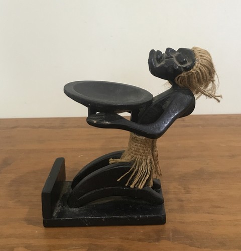 Primitive Tiki Java Tribal Man Holding A Bowl Hand Carved Wooden ...