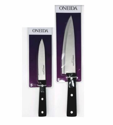 Oneida Triple Rivet Stainless Steel 8" Chef Knife PLUS Bonus 5" Utility ...