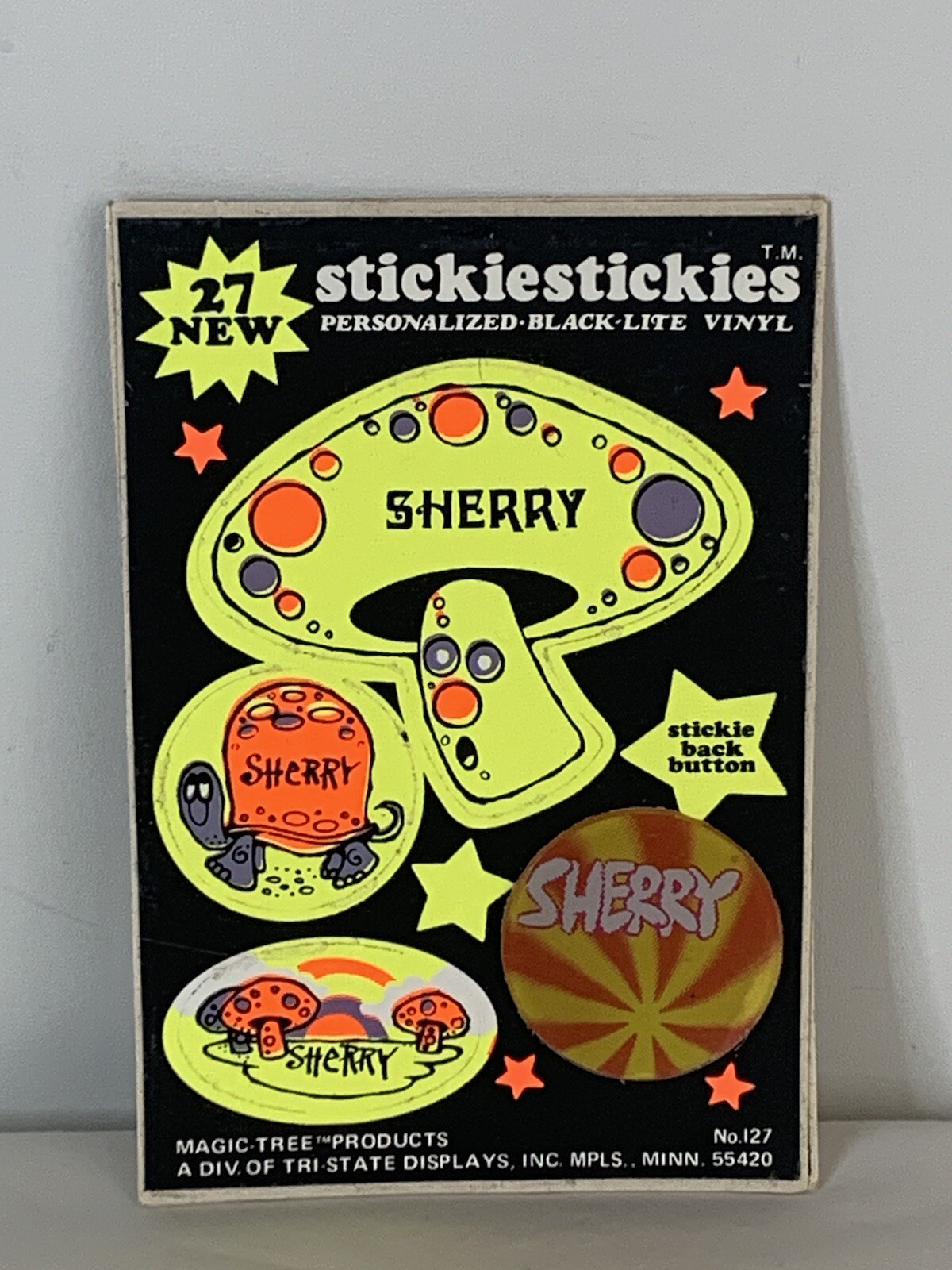 Vintage 1970's Black Light "Sherry" Name Mushroom Lenticular Turtle ...