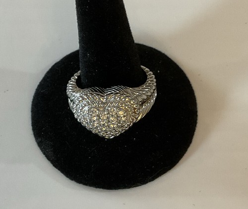 Judith Ripka Sterling Silver 925 Pave CZ Heart Ring | eBay