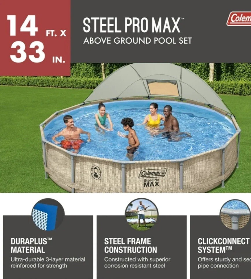Coleman steel pro max round above ground pool 14ft x 33 inches | eBay