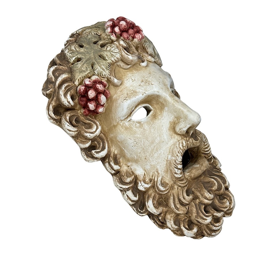 Dionysus Bacchus Greek Roman God Mask Head Sculpture Cast Stone 13.77 ...