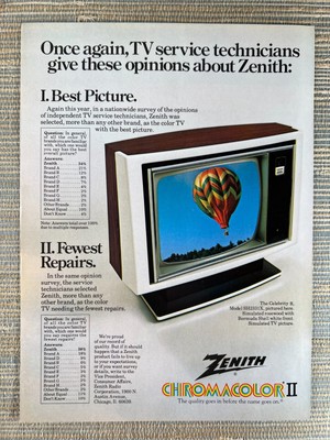 Zenith Chromacolor Celebrity II Television Model SH2331X 1976 Vintage ...