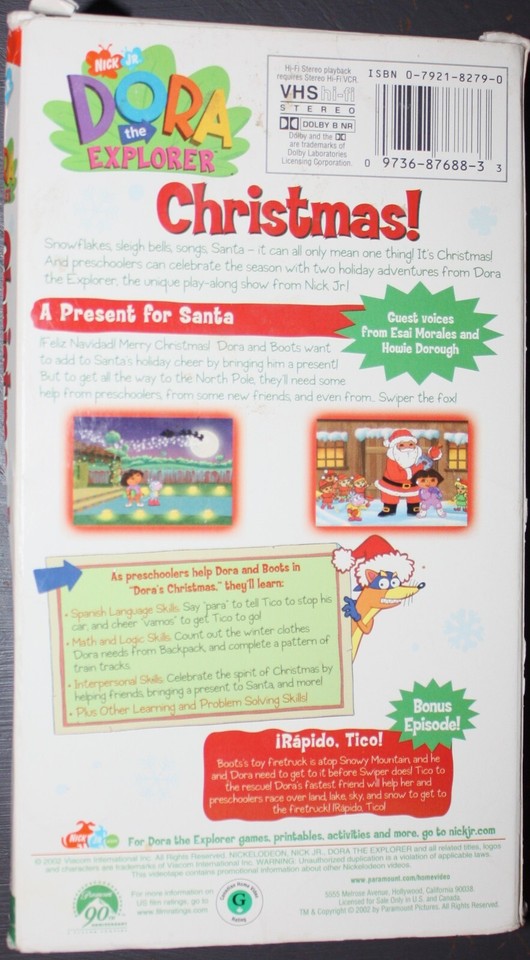 Dora The Explorer: CHRISTMAS! (vhs) Dora, Boots, Swiper, Santa. Good ...