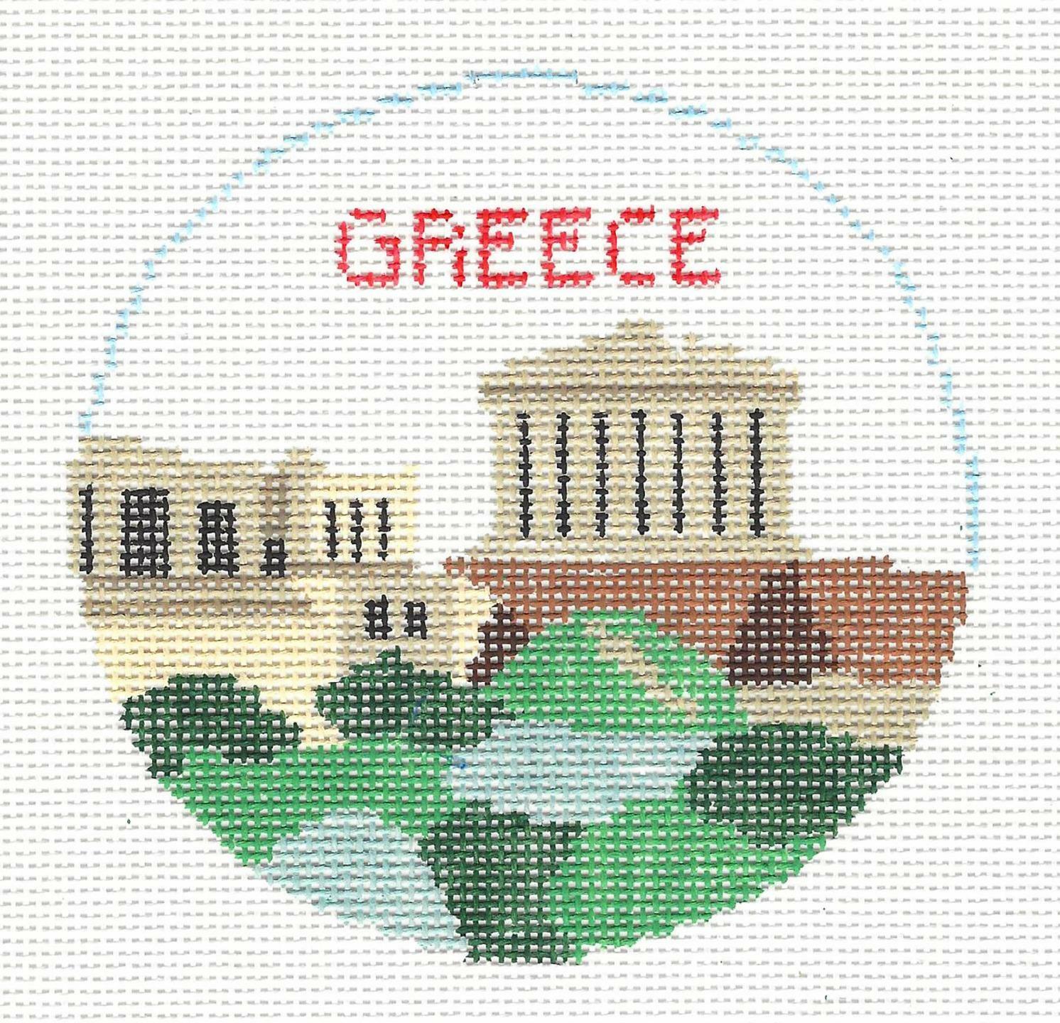 Country of GREECE Historic Landmarks Needlepoint Ornament Canvas Kathy ...