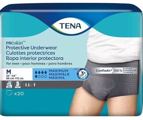 Tena ProSkin Maximum Absorbency Incontinence Underwear for Men, Med, 20 ...