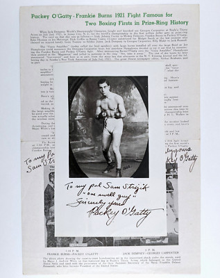 Boxer Packey O'Gatty Signed Autographed Photo Print And Brochure ...
