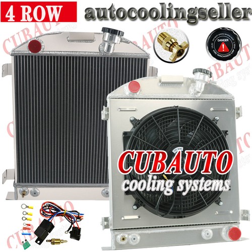 4-Row Radiator+Shroud Fan Fits 1928-1932 Ford A Chopped Hot Rod Low Boy ...