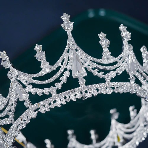 7cm Tall Large Round Crown Crystal Wedding Queen Princess Prom Tiara ...