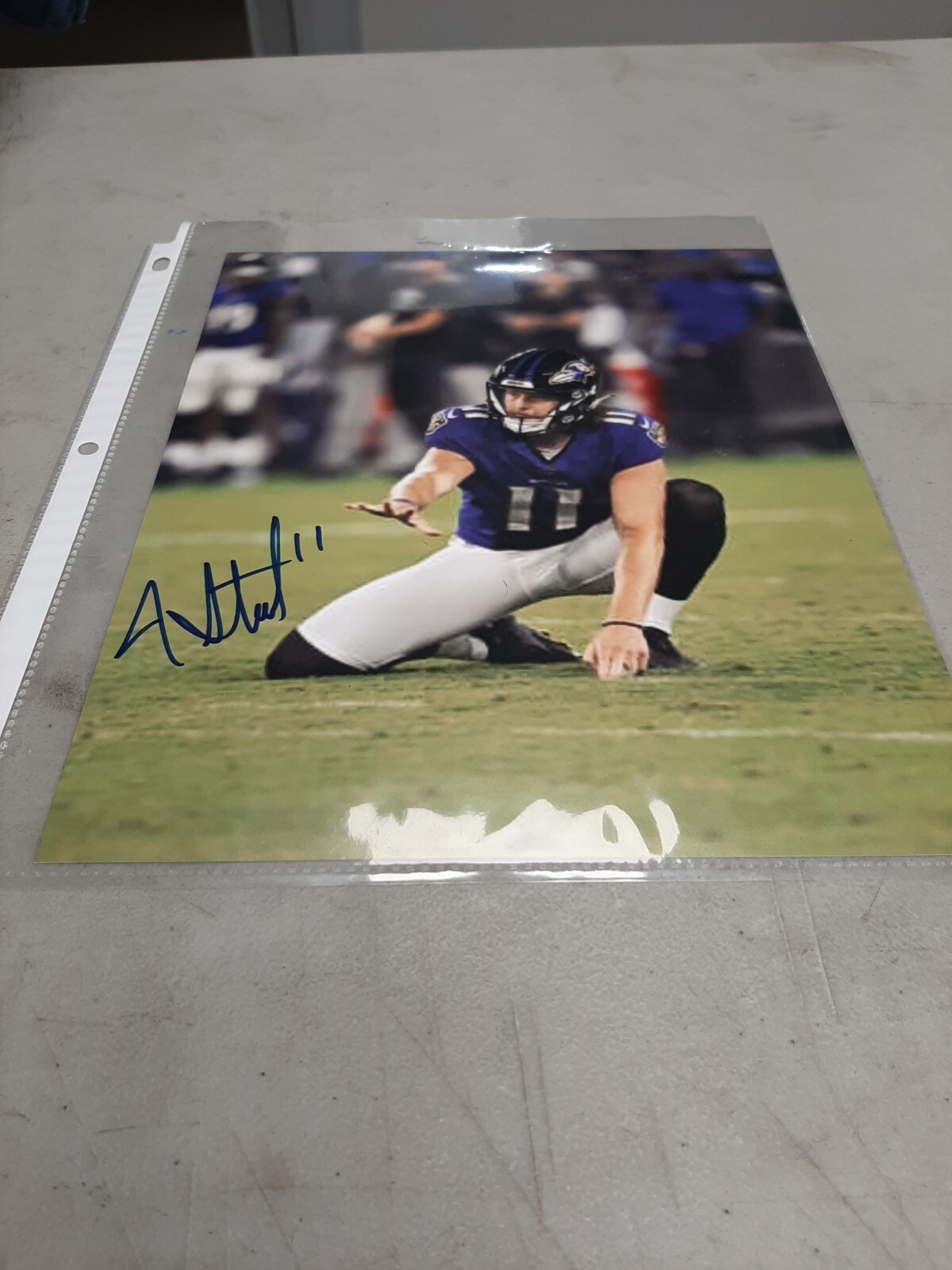 JORDAN STOUT BALTIMORE RAVENS PUNTER AUTOGRAPH 8 x 10 PHOTO PENN STATE ...