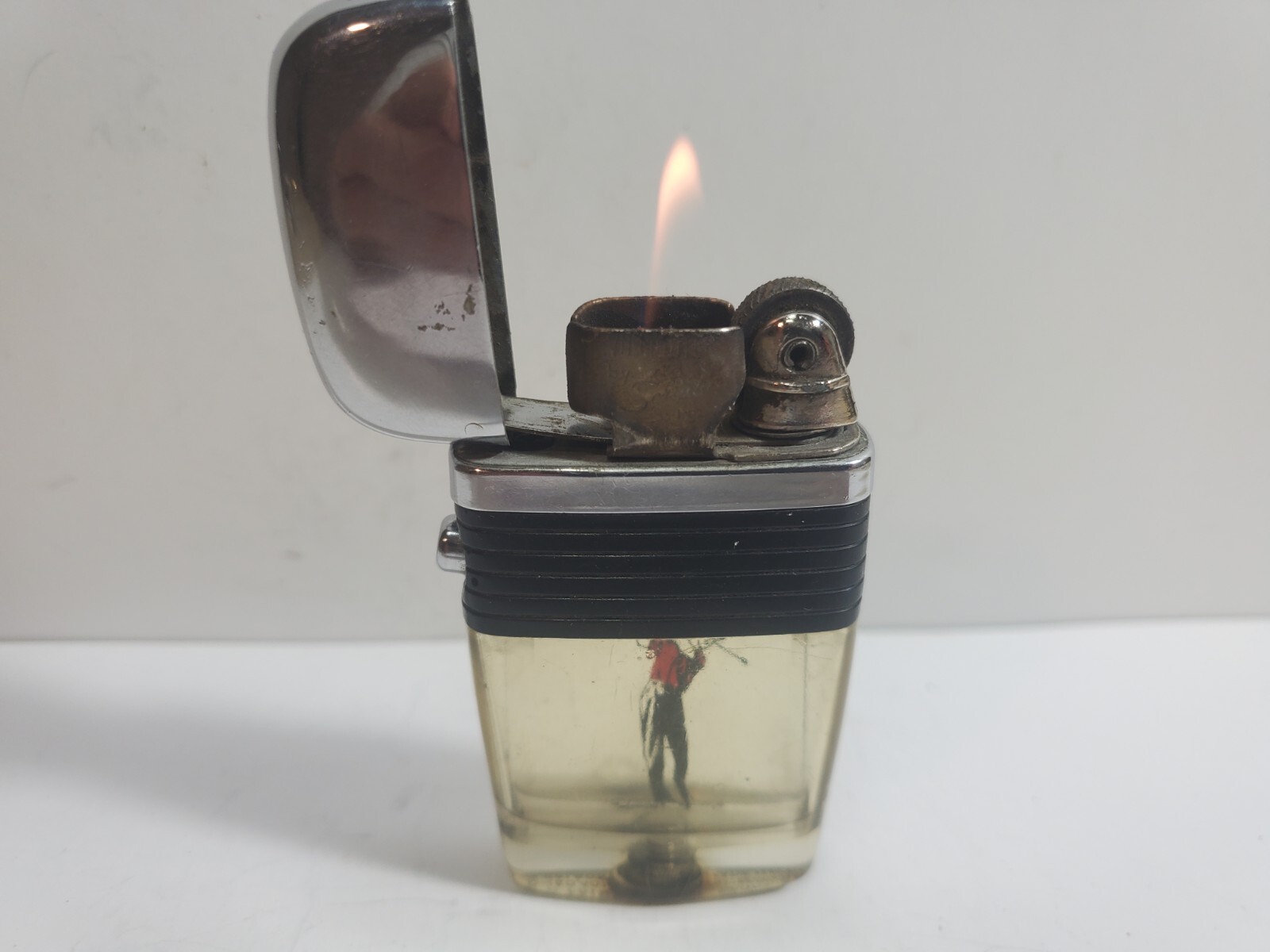 WORKING VINTAGE Scripto Vu Lighter Golfer & Black Band 5928/29 | eBay