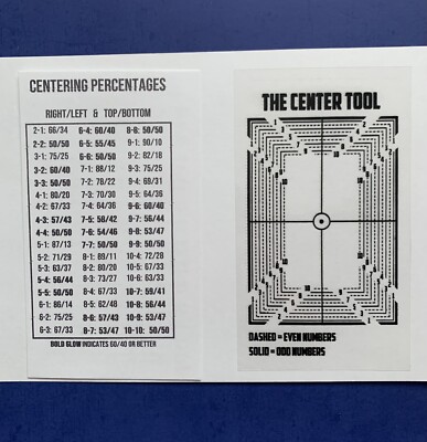 🏈⚾️🏉🏀🏒 THE CENTERING TOOL. Card Centering PSA Guideline Chart *read* | eBay