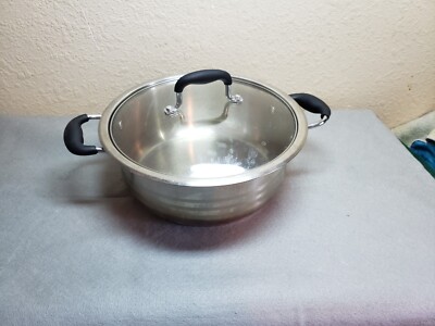 Germany MEGA COOK 6 QT Copper/Stainless Steel Low Pot W/Silicon Handle ...