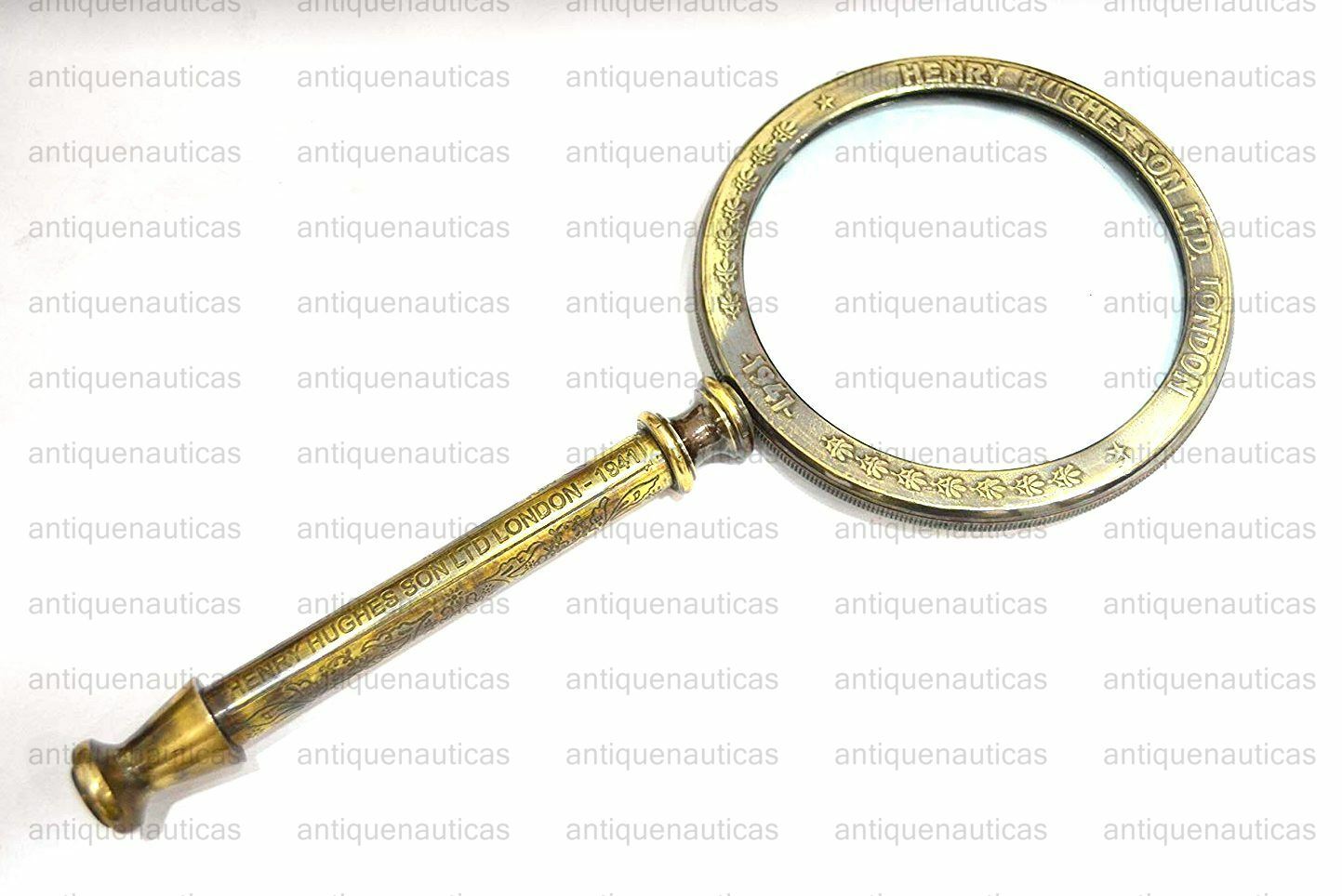 10" Vintage Brass Magnifying Glass Vintage Collectible Magnifier W ...