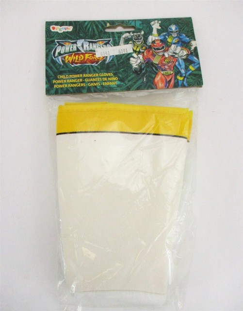 Genuine Power Rangers Gloves Wild Force Child Costume White Yellow ...