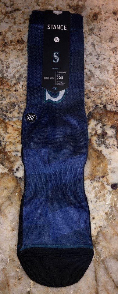 STANCE MLB Seattle Mariners Splatter Navy Blue Teal Crew Socks NEW Mens ...